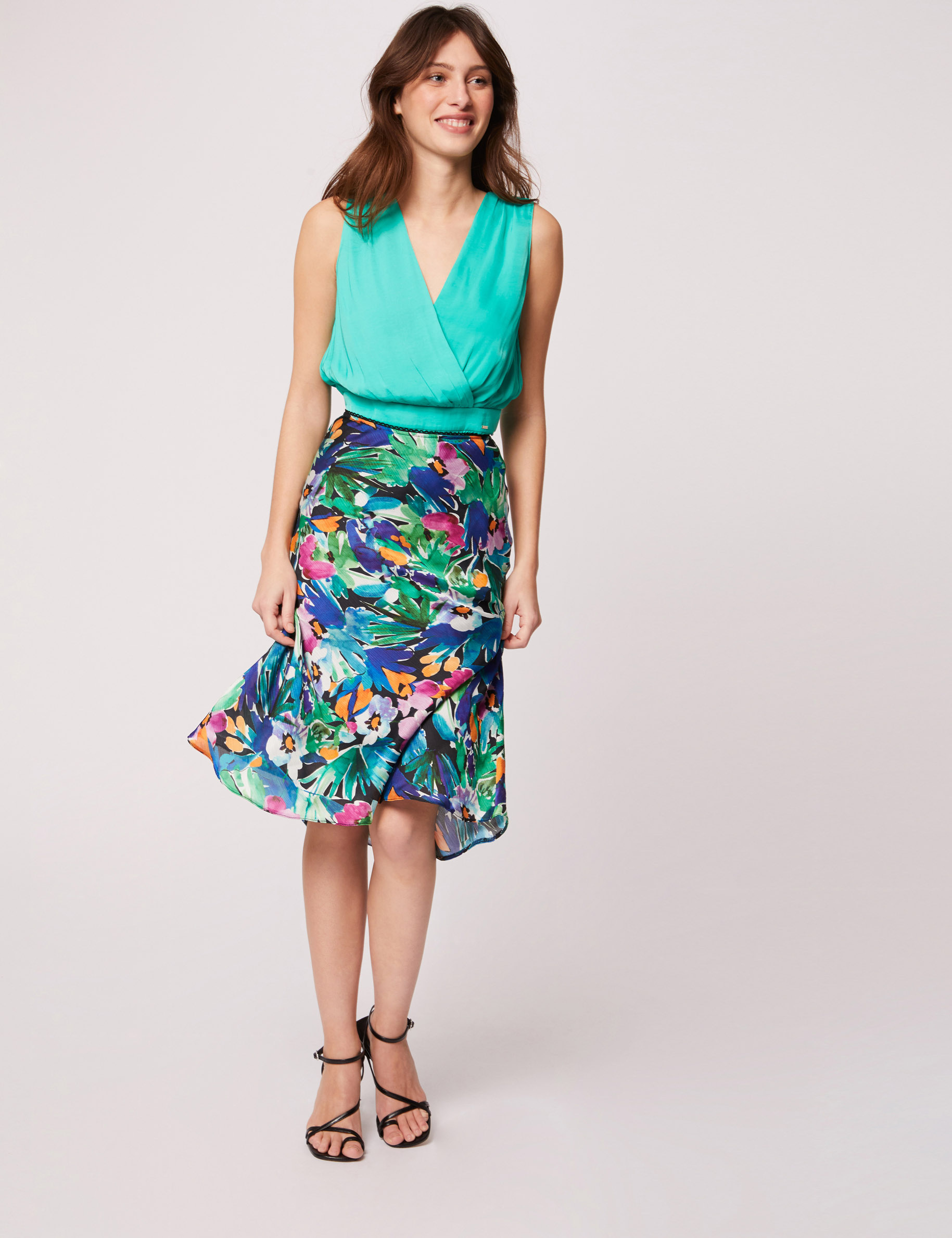 Blouse sans manches à col cache-coeur vert femme | Morgan