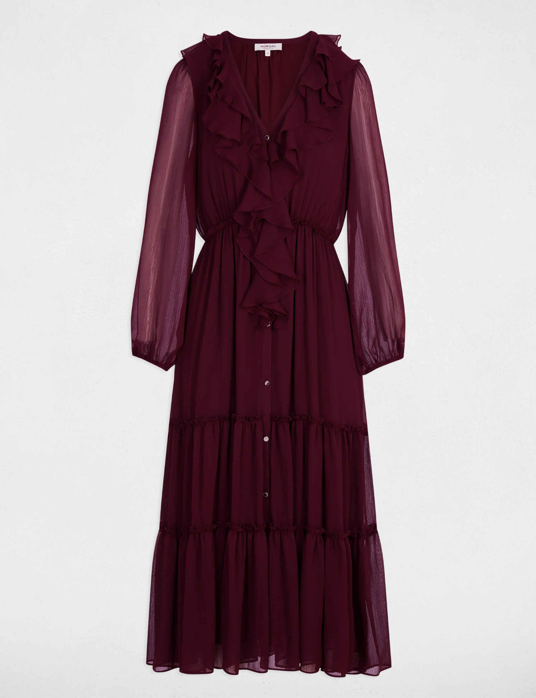 Robe longue fluide prune femme | Morgan