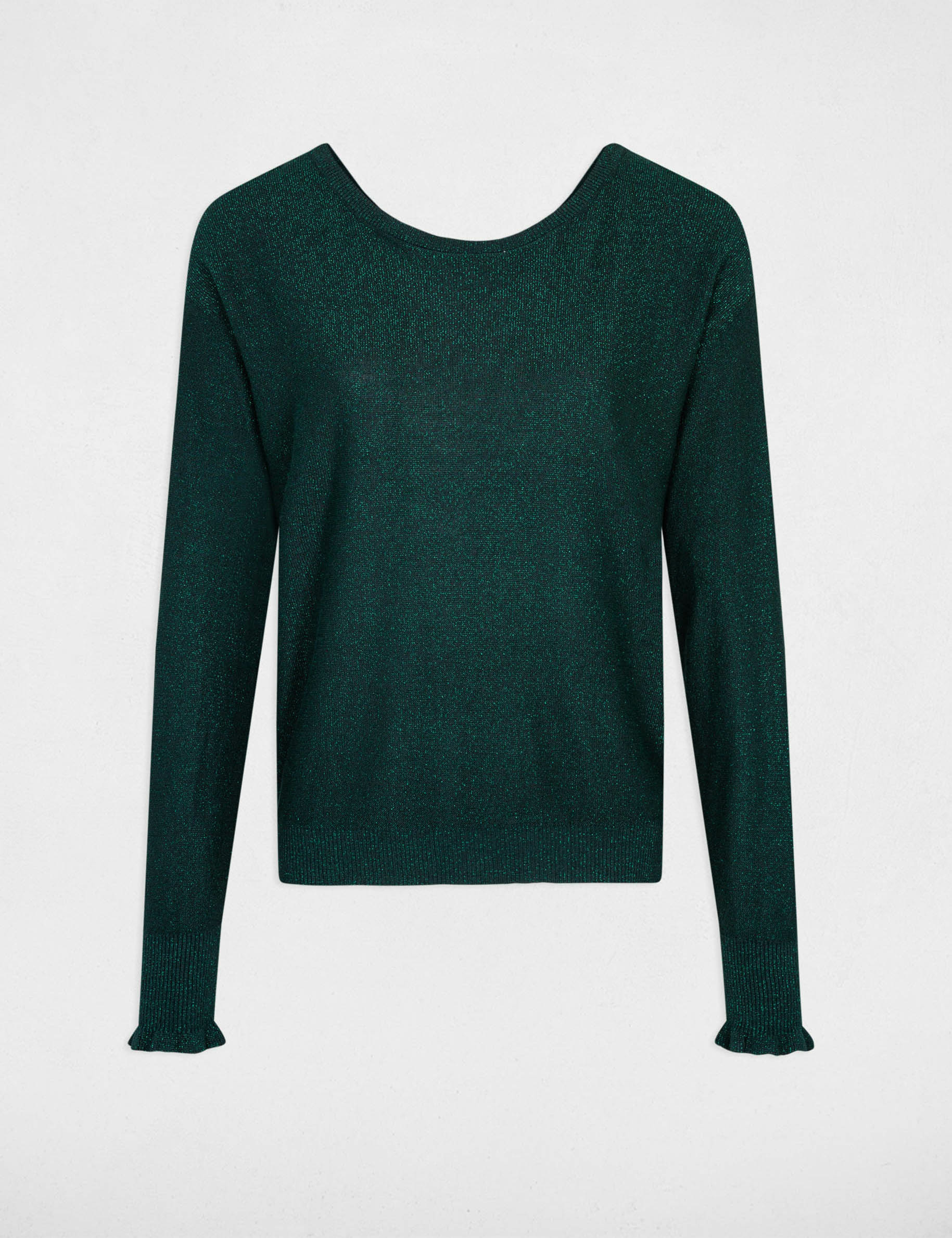 Pull manches longues avec boutons vert fonce femme | Morgan