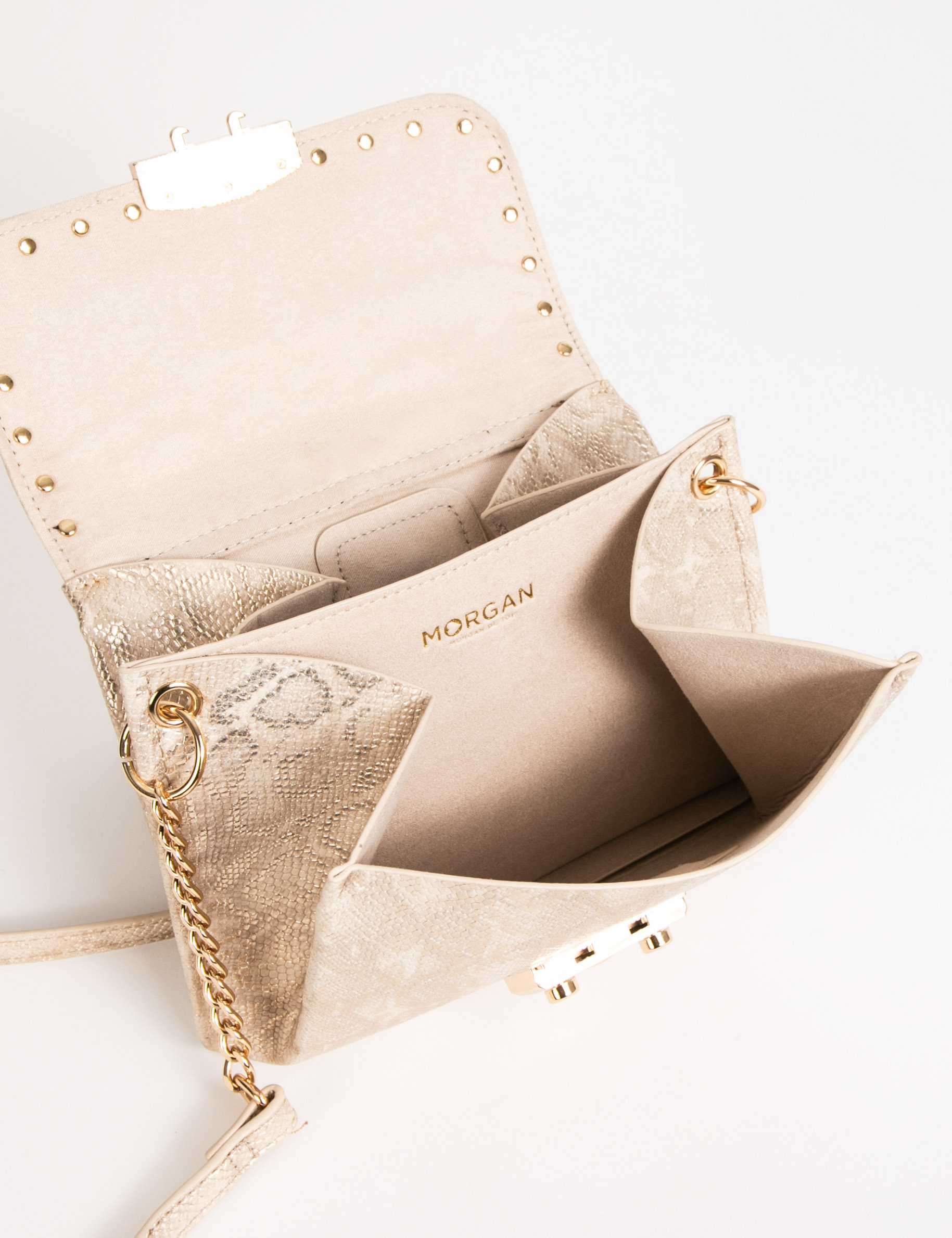 Sac rectangulaire avec aspect python beige femme | Morgan